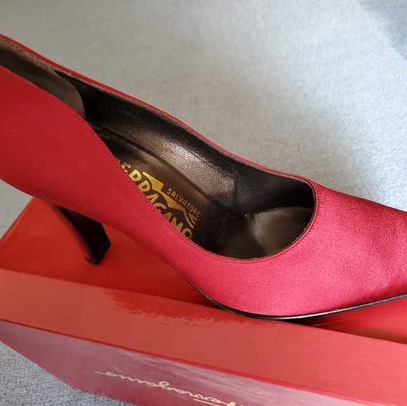 Salvatore Ferragamo | Shoes | Ferragamo Red Satin High Heels | Poshmark